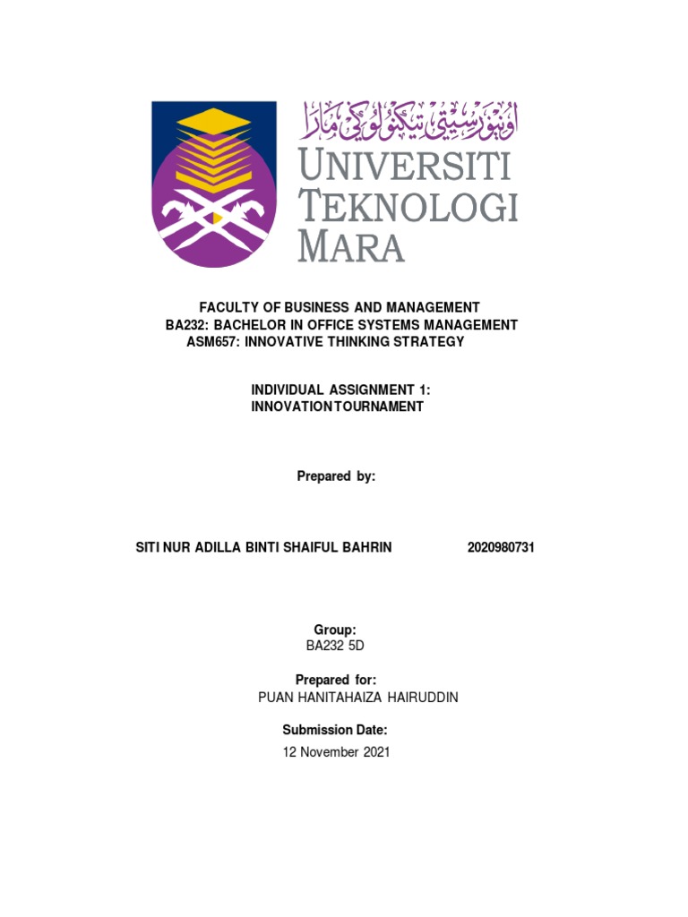 Asm657 Individual Assignment 1 - Siti Nur Adilla Binti Shaiful Bahrin - 2020980731 | PDF ...