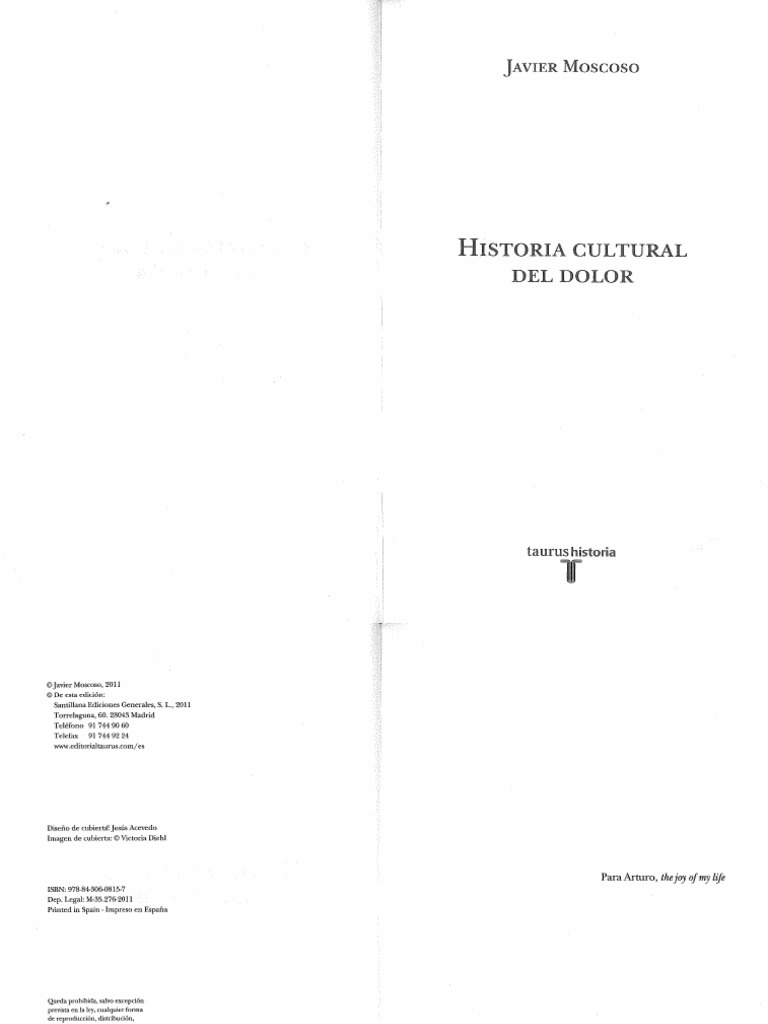 Historia Cultural Del Dolor - Javier Moscoso Narratividad | PDF