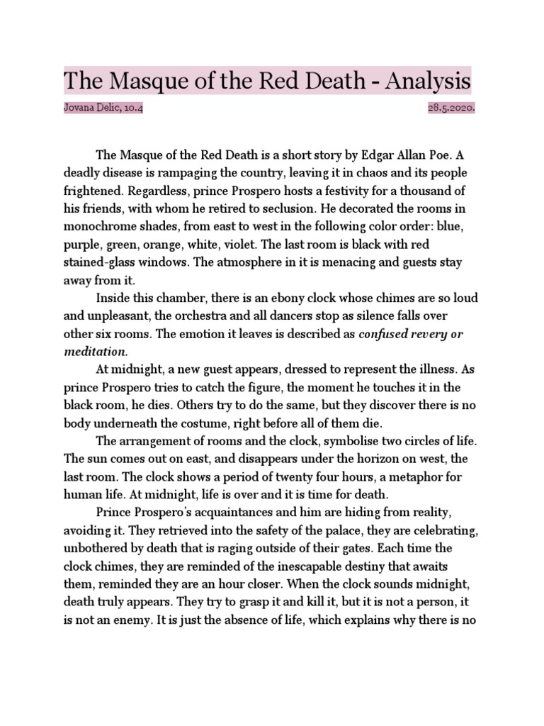 The Masque of The Red Death - Analysis | PDF