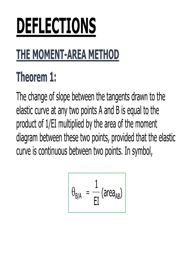 Deflections: The Moment-Area Method Theorem 1 | Download Free PDF ...