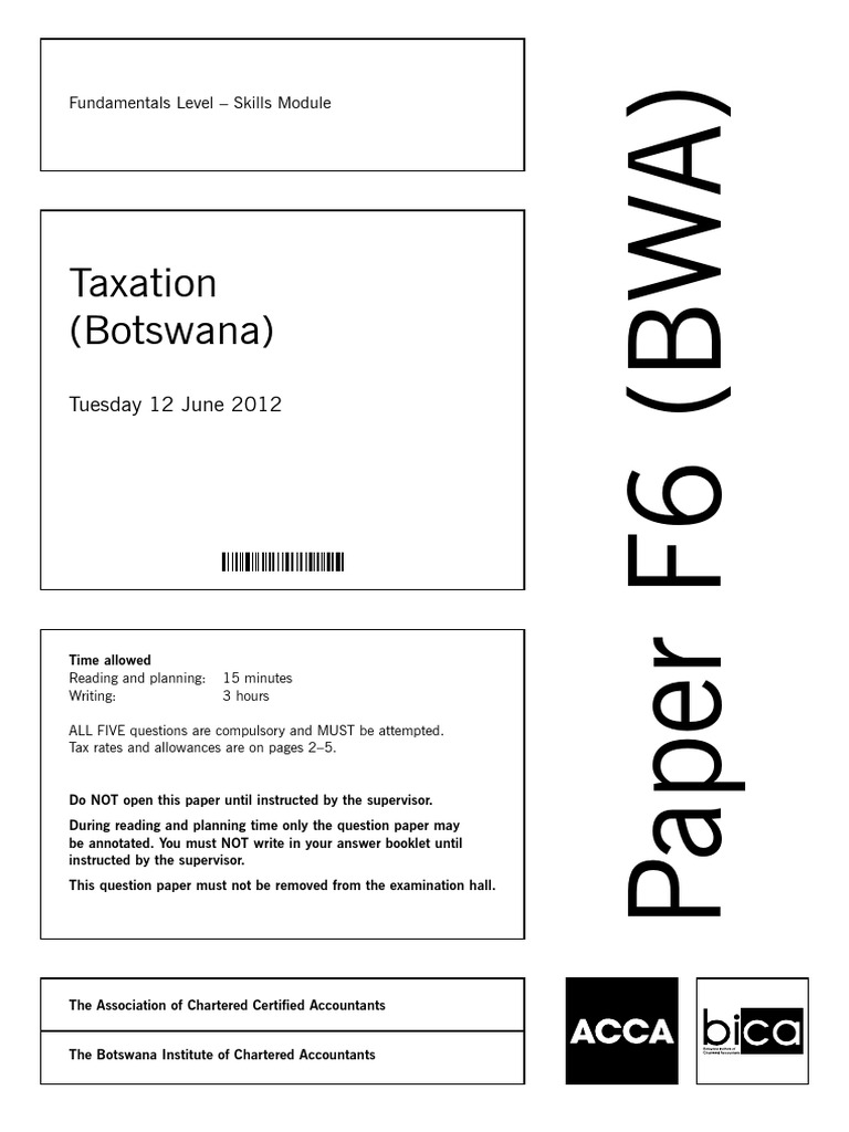 Taxation (Botswana) : Tuesday 12 June 2012 | PDF | Taxes | Public Finance