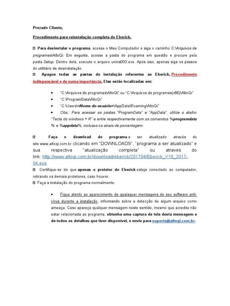 Como Desistalar o Eberick Corretamente | PDF | Negócios | Computadores