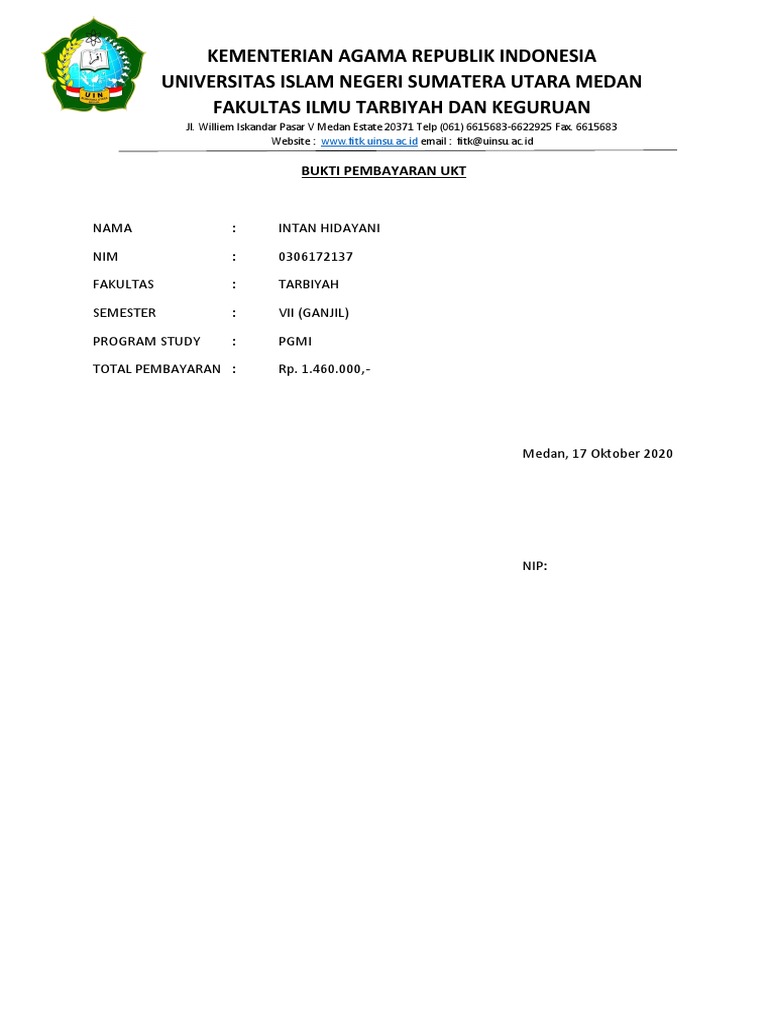 Bukti Pembayaran Ukt | PDF