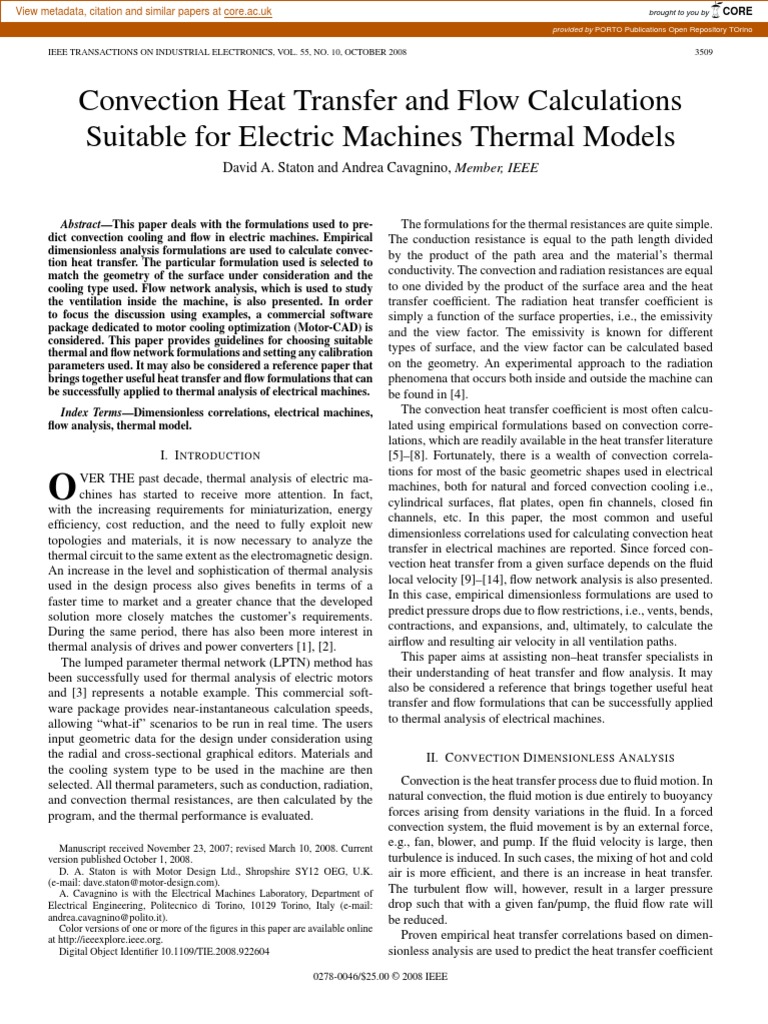 Convection Heat Transfer and Flow Calculations Suitable For Electric ...