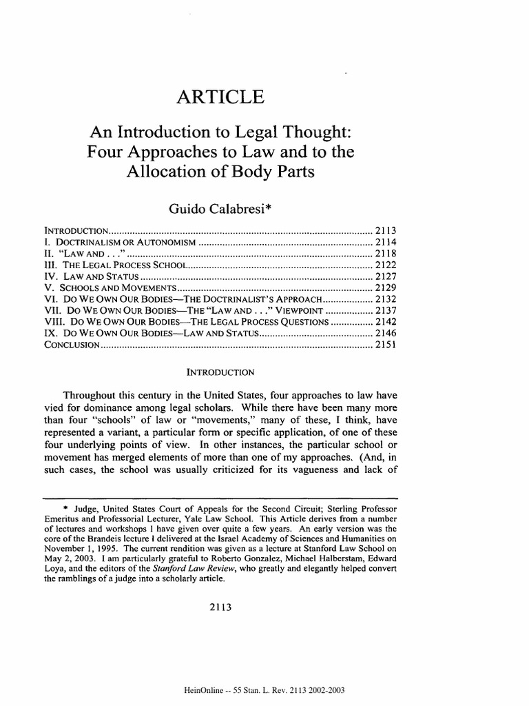 An Introduction To Legal Thought - Four Approaches To Law and To T ...