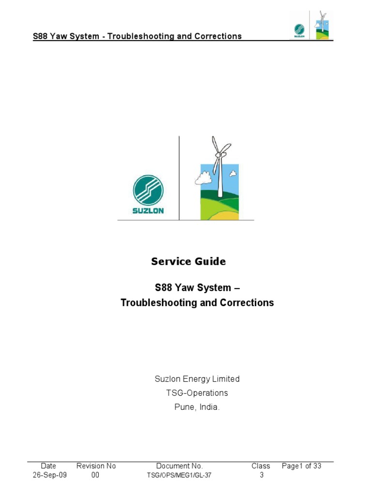 TSGOPSMEG1GL37 S88 Yaw System - Troubleshooting and Corrections | PDF ...