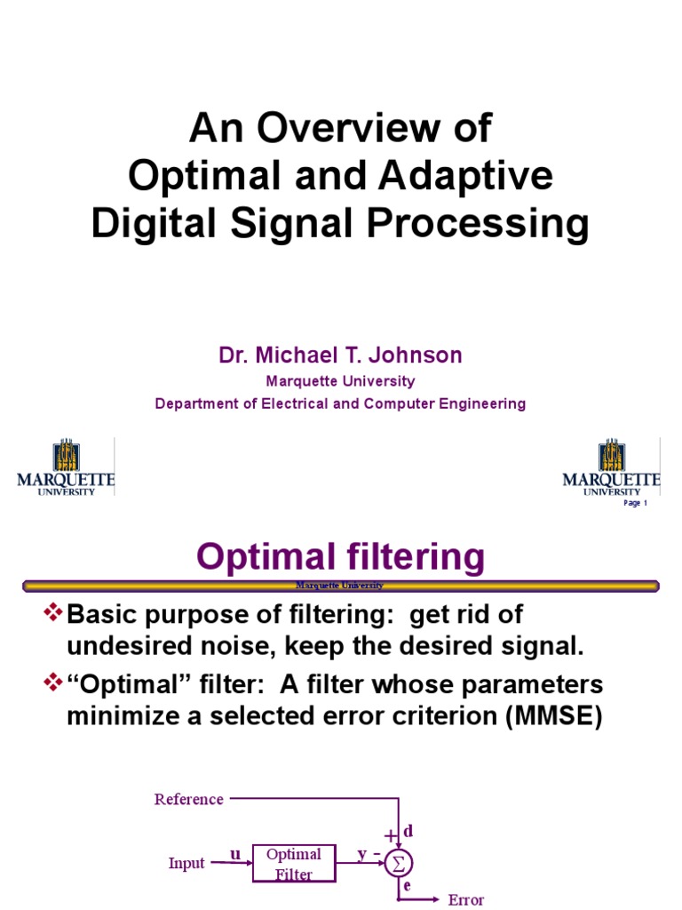 An Overview of Optimal and Adaptive Digital Signal Processing | PDF | Filter (Signal Processing ...