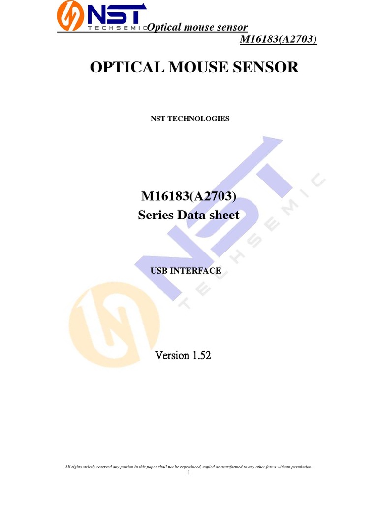 Optical Mouse Sensor: M16183 (A2703) Series Data Sheet | PDF | Usb ...
