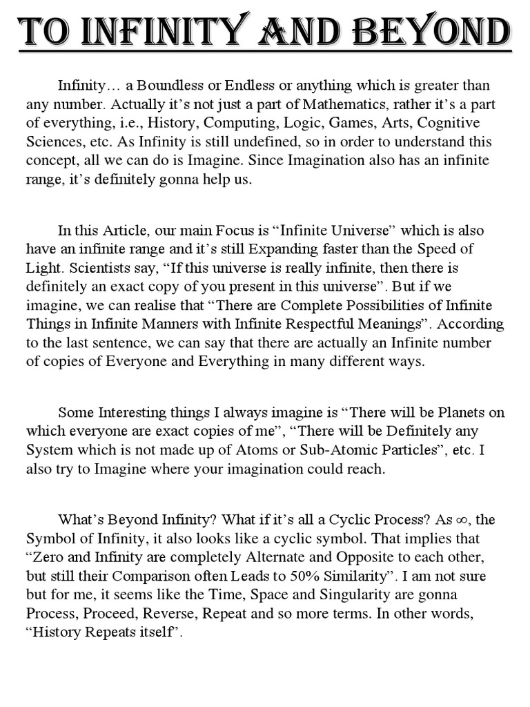 To Infinity and Beyond | PDF | Infinity | Universe