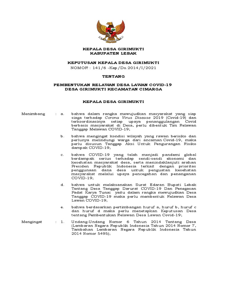 Contoh SK Relawan Codid 19-2 | PDF