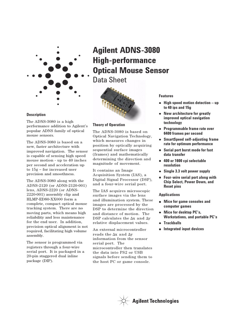 Agilent ADNS-3080 High-Performance Optical Mouse Sensor: Data Sheet ...