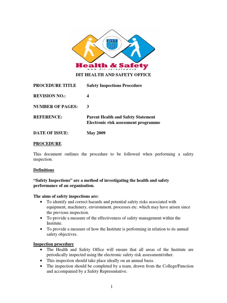 Safety Inspections Procedure | PDF | Safety | Occupational Safety And ...