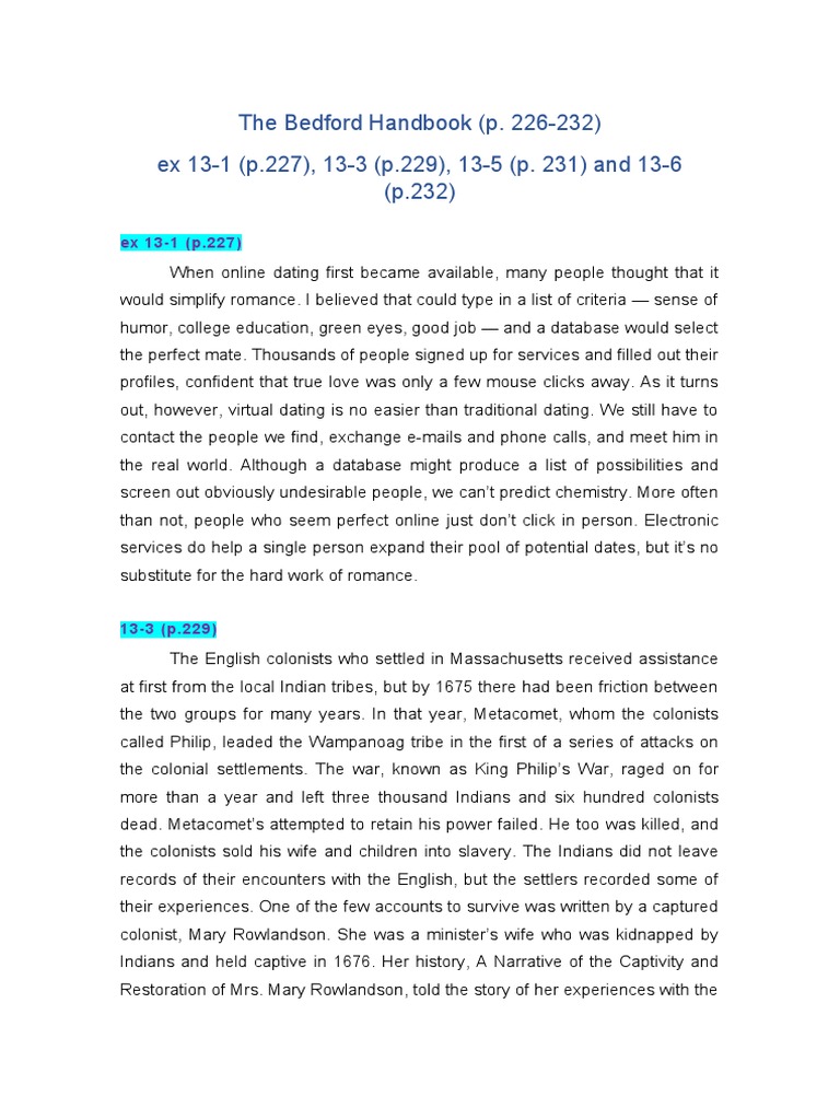 The Bedford Handbook Exercises and Summarize This Is Schooling Now ...