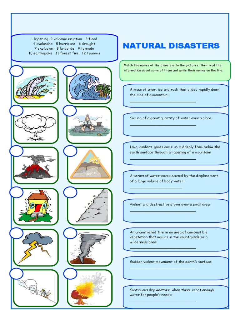 Natural Disasters Matching Exercises | PDF | Science & Mathematics