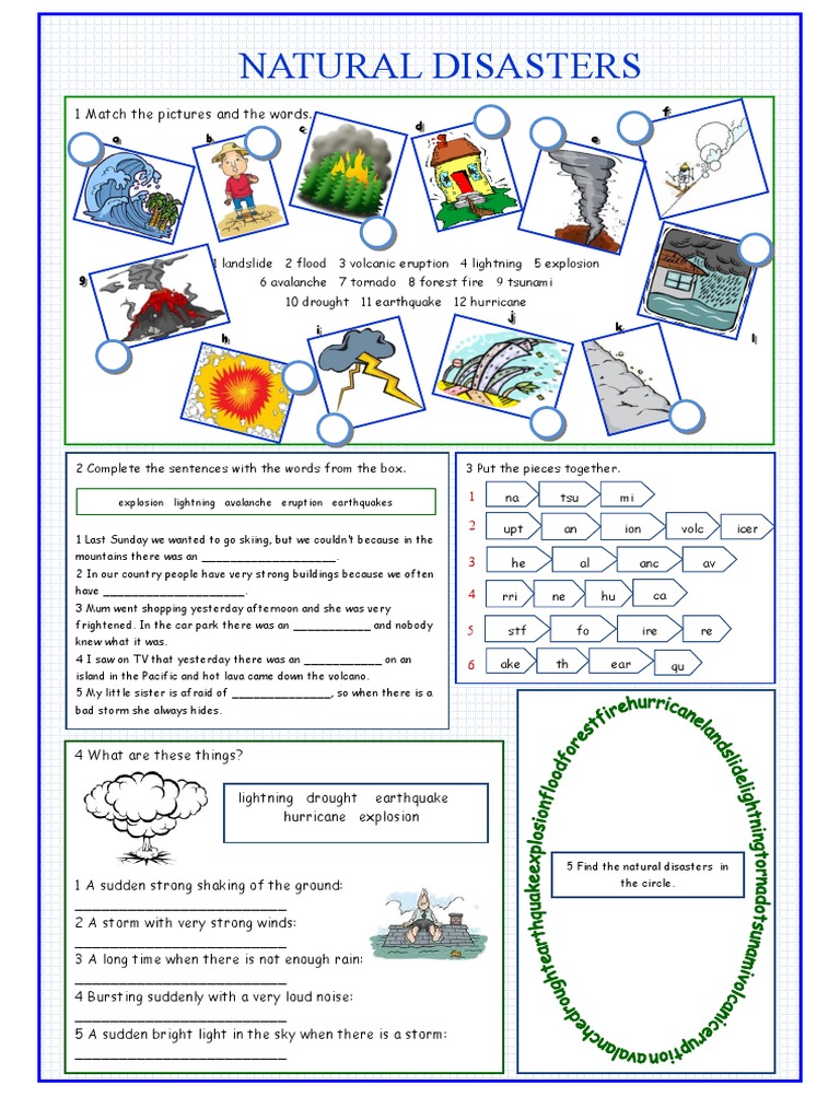 Natural Disasters Vocabulary Exercises | PDF | Types Of Volcanic ...