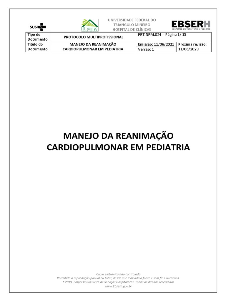 Manejo Da RCP em Pediatriafinal | PDF | Reanimação cardiopulmonar ...