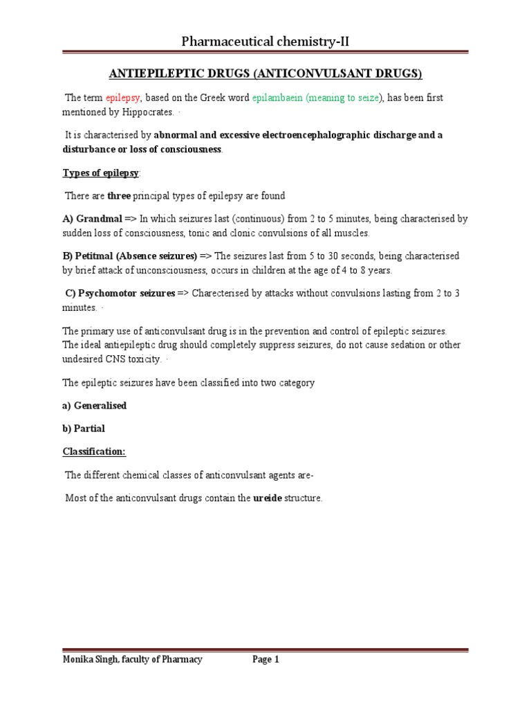 Classification, Mechanisms of Action, and Types of Anticonvulsant Drugs ...
