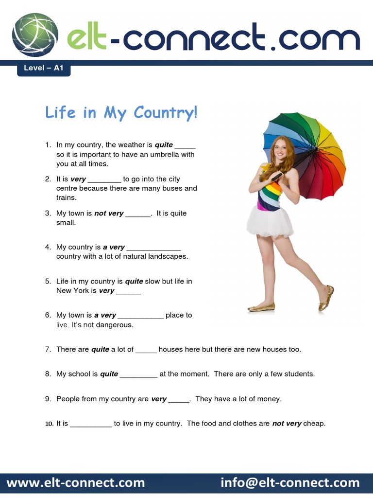 Life in My Country!: Level - A1 | PDF | Adverb | Adjective