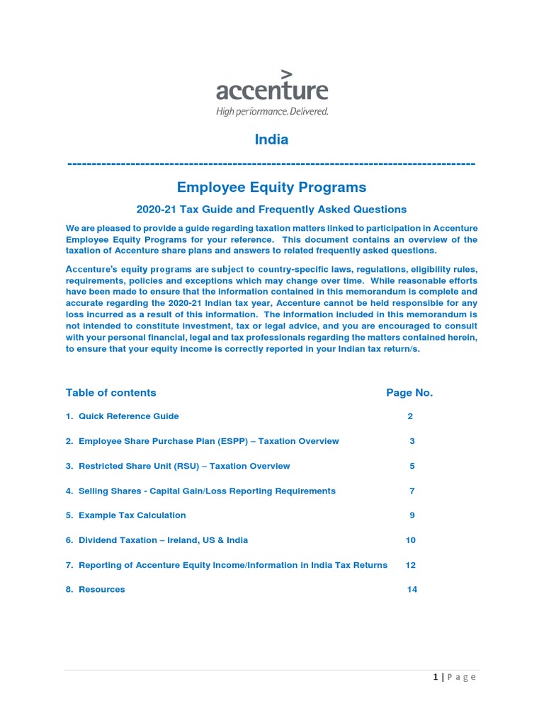 Equity Program FAQ | PDF | Capital Gains Tax | Taxes