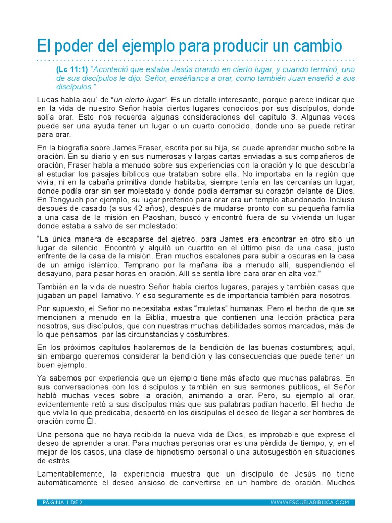 El Poder Del Ejemplo | PDF | Oración | Jesús