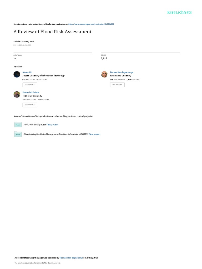 A Review of Flood Risk Assessment | PDF | Flood | Hazards