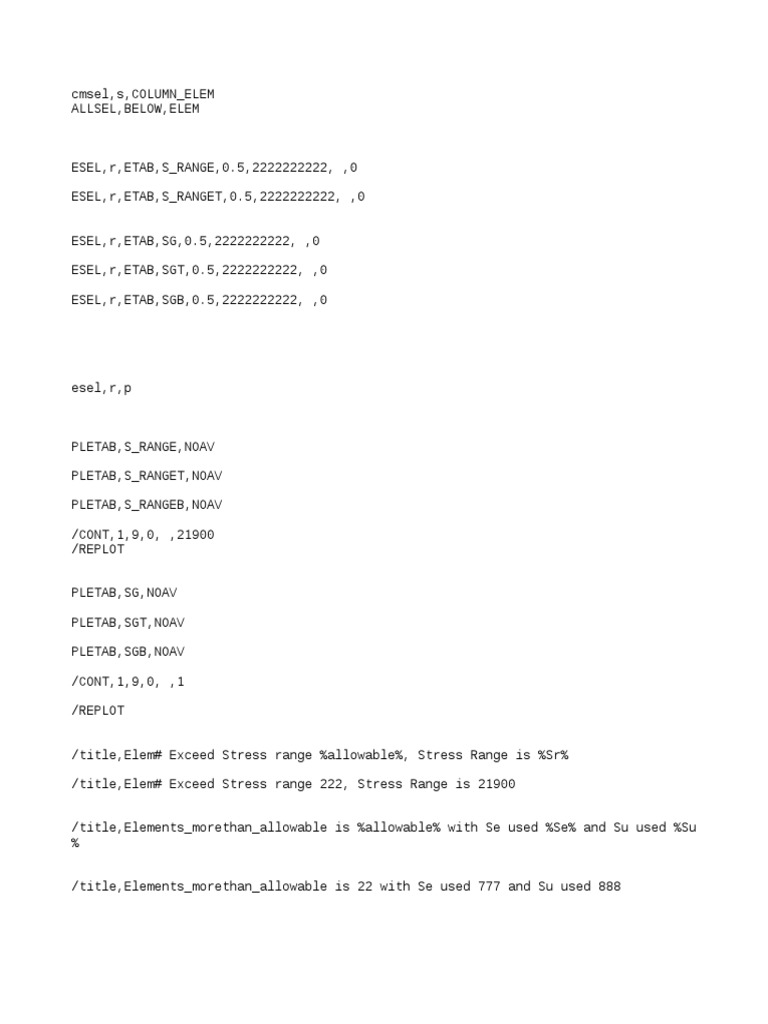 APDL Commands | PDF | Technology & Engineering