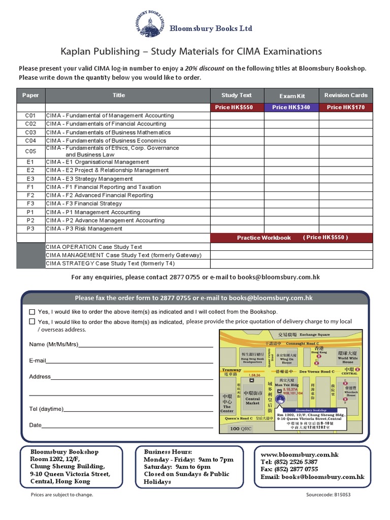 Kaplan Publishing - Study Materials For CIMA Examinations: Bloomsbury ...