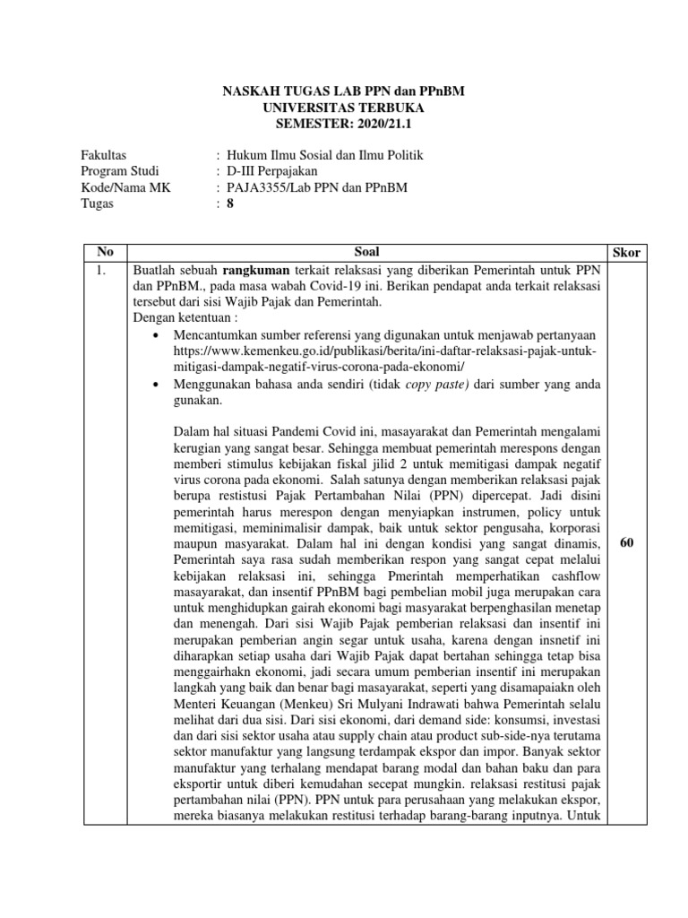 Lab PPN SUMI 8 | PDF | Pengelolaan Keuangan & Uang