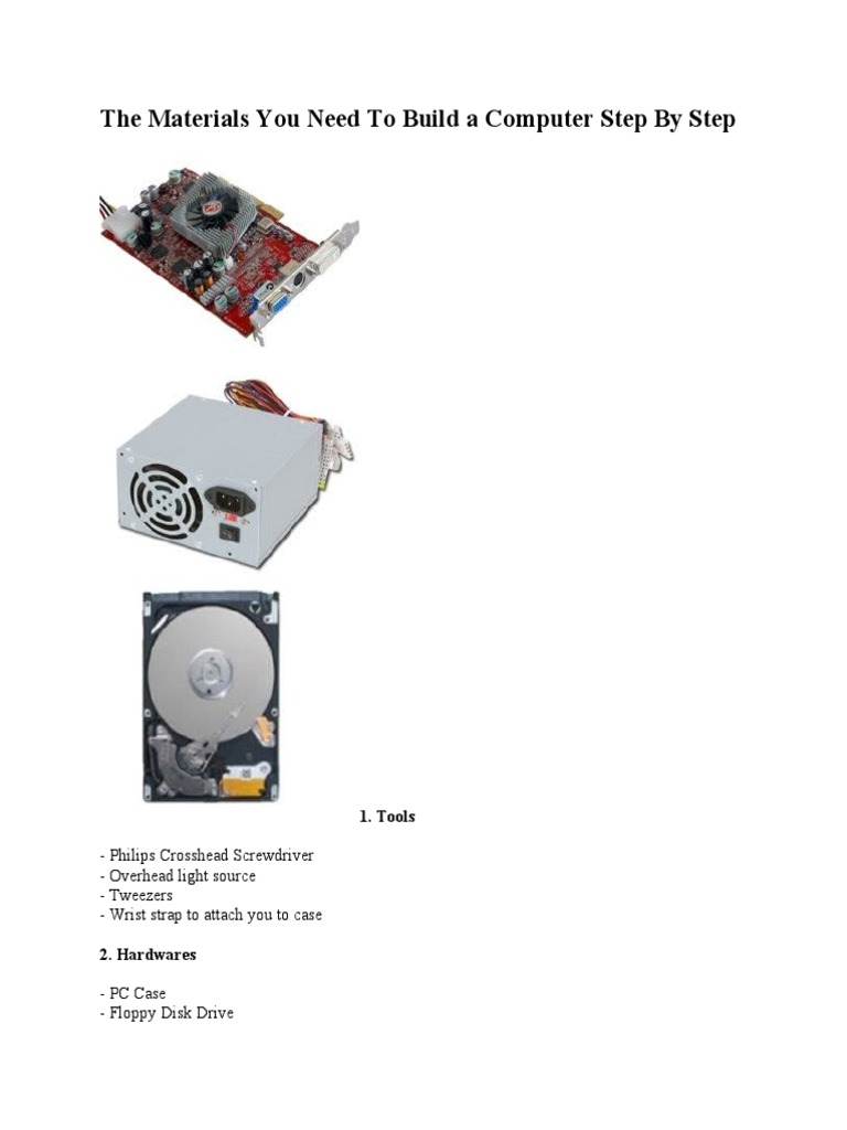 The Materials You Need To Build A Computer Step by Step: 1. Tools | PDF ...