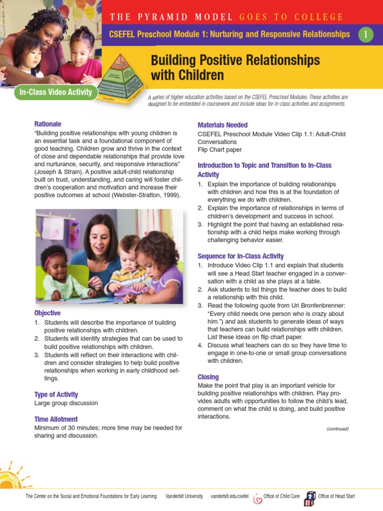 Building Positive Relationships with Children | PDF | Preschool | Teachers