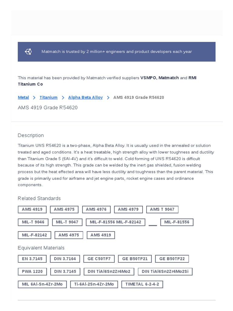 Matmatch trusted by 2M engineers for titanium alloy | PDF | Titanium ...