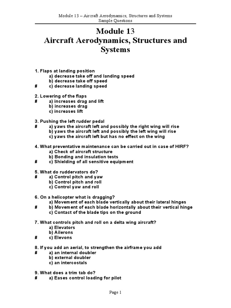 Aircraft Aerodynamics and Systems Quiz | PDF | Aircraft | Aviation