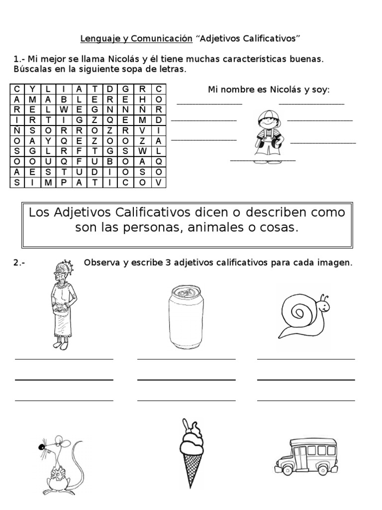 Guía de Adjetivos Calificativos
