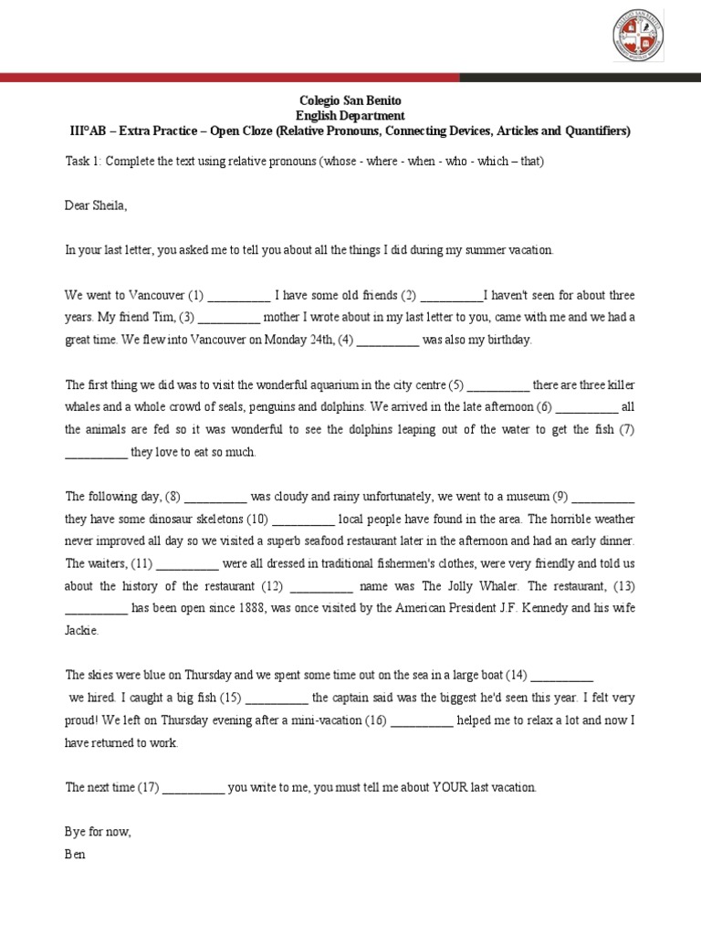 Open Cloze Exercises for English Practice | PDF