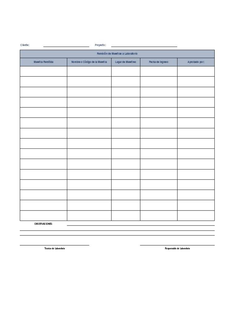 Formato de Remision de Muestras A Laboratorio | PDF