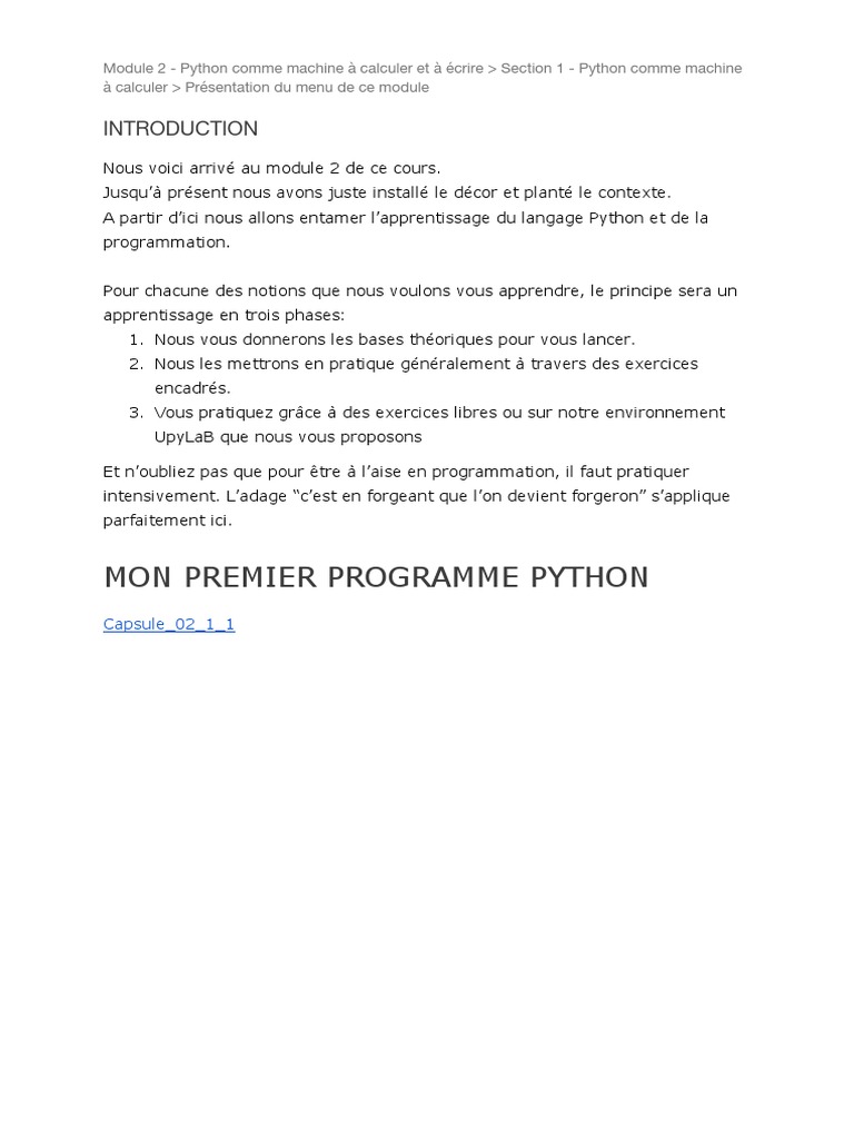 Python : Calcul et Programmation | PDF | Informatique | Programmation ...