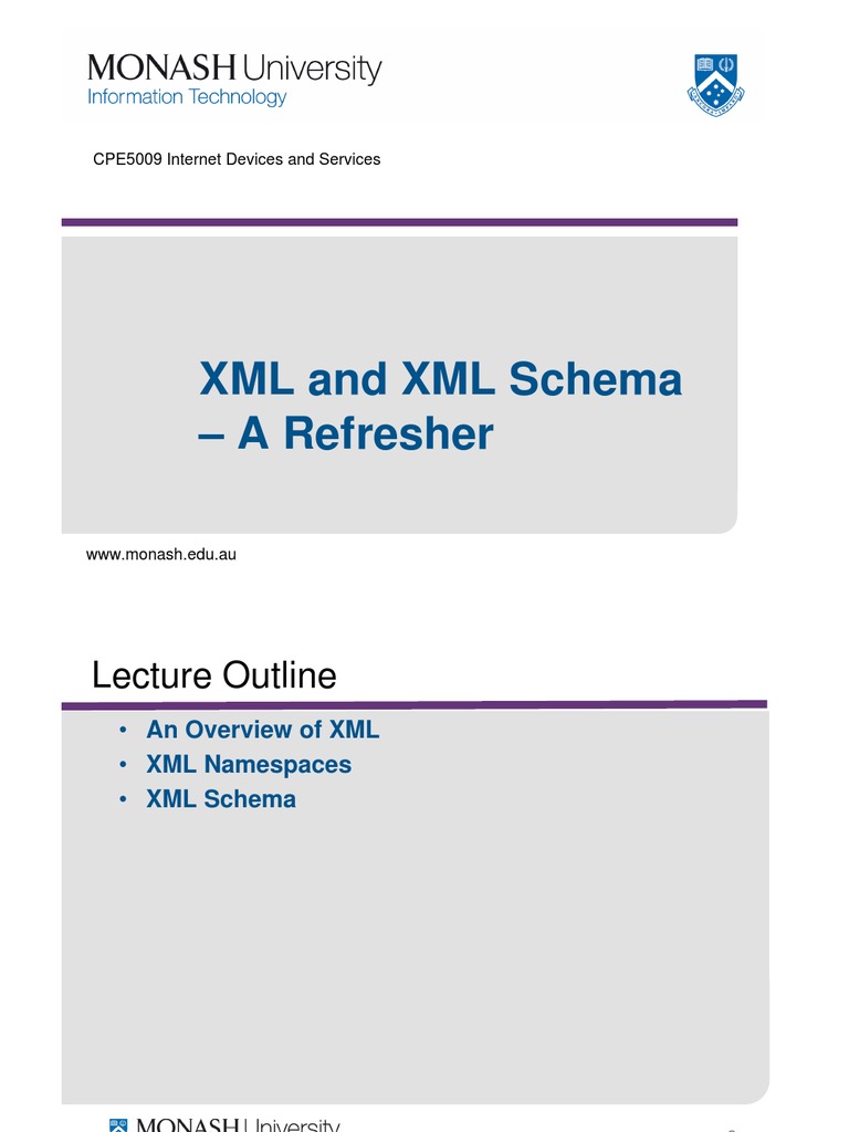 XML and XML Schema - A Refresher: CPE5009 Internet Devices and Services | PDF | Xml Schema | Web ...