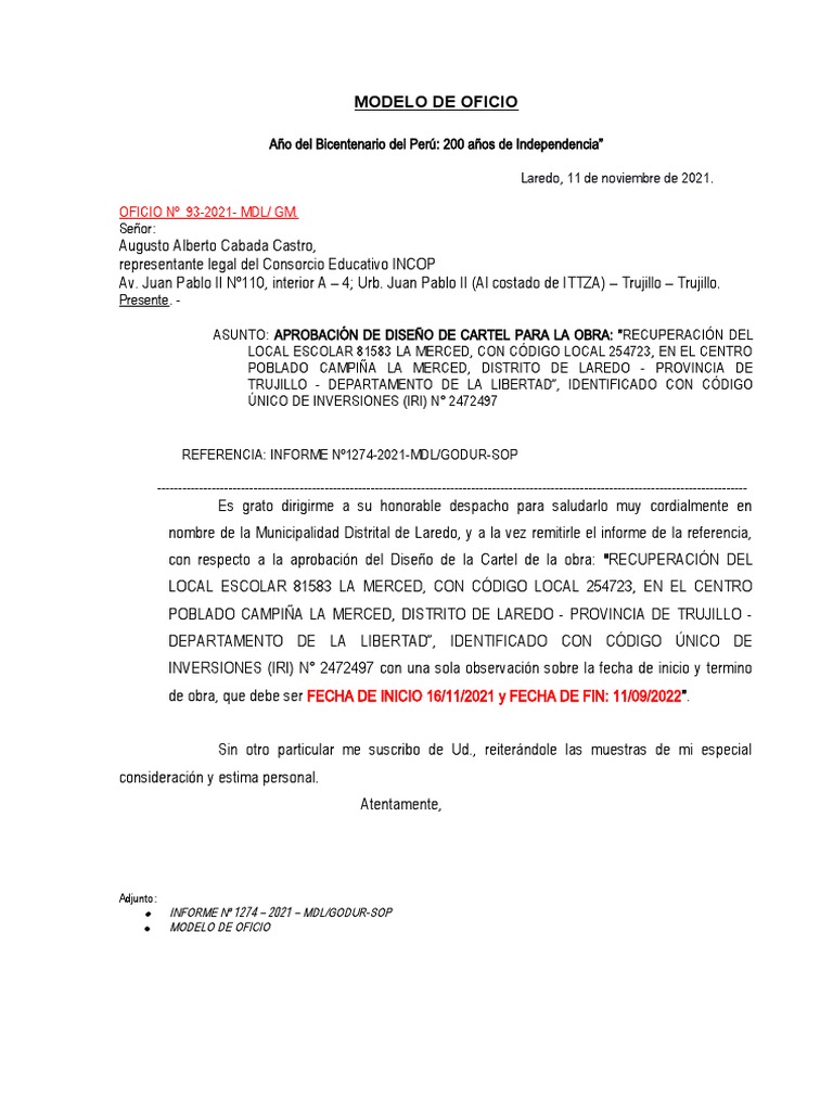 Modelo de Oficio | PDF