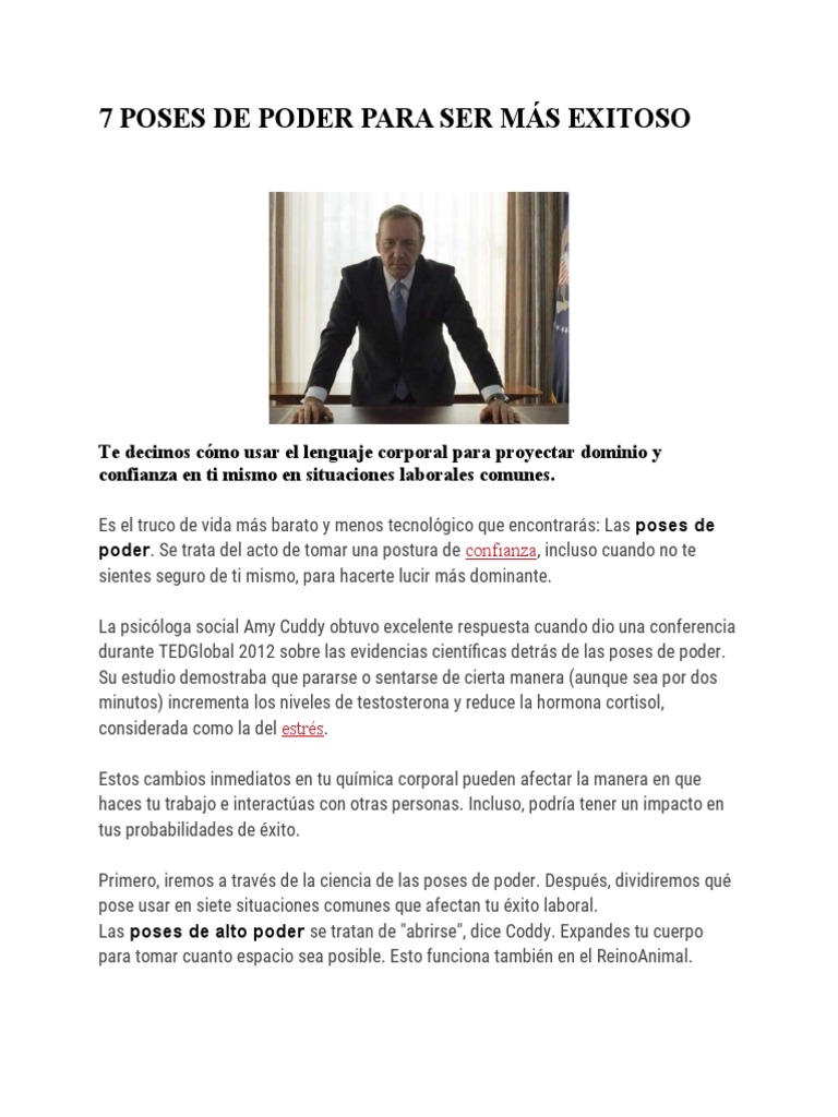 7 Poses de Poder para Ser Más Exitoso | PDF