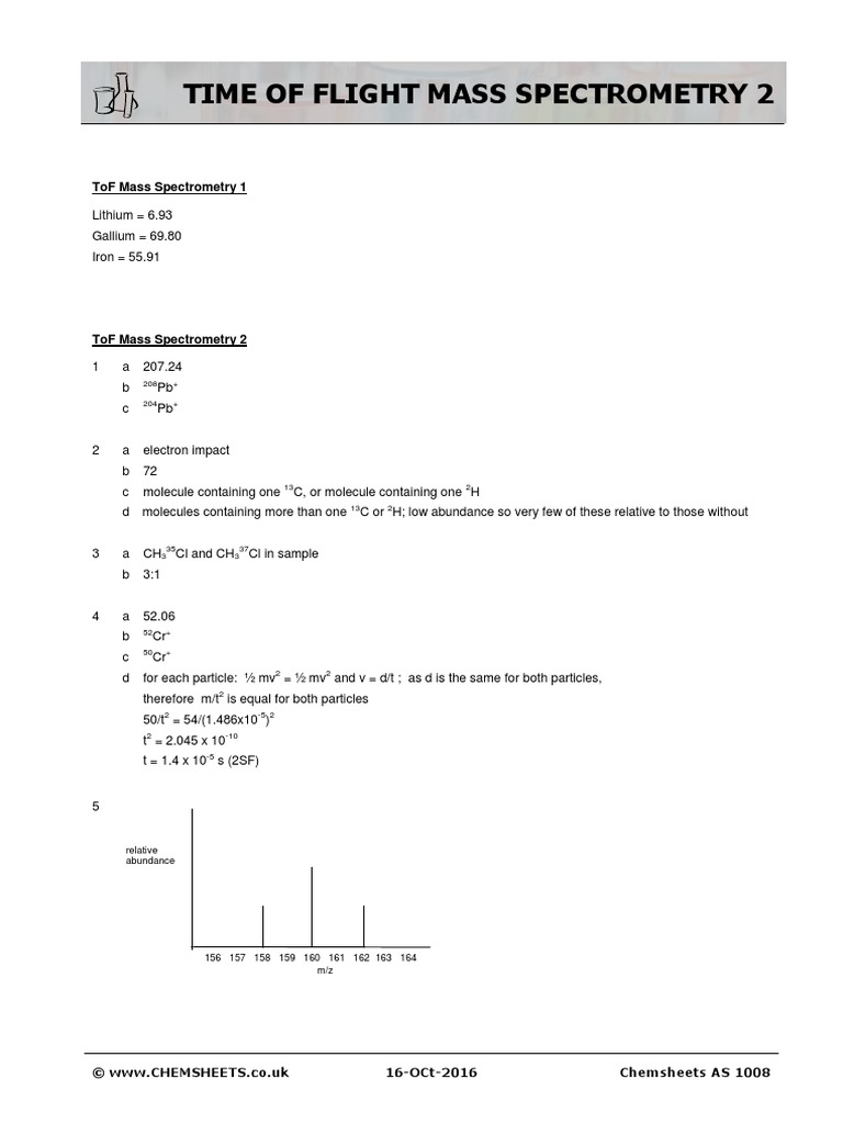 Time of Flight Mass Spectrometry 2 | PDF | Time Of Flight Mass ...