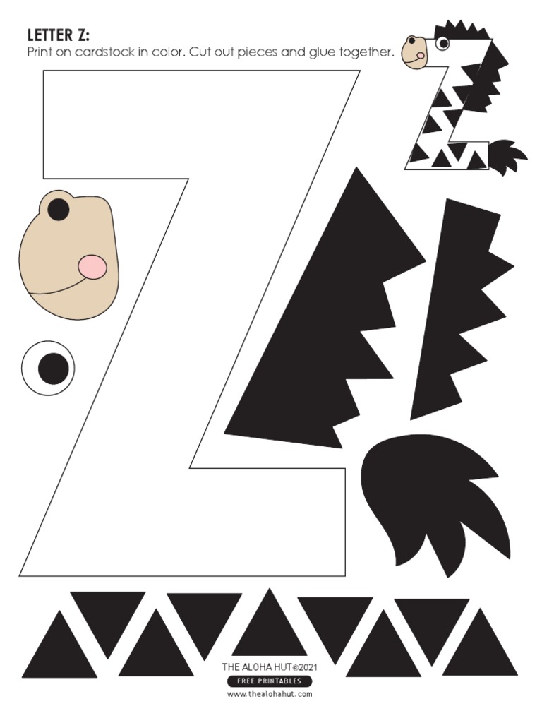 Letter Z:: Print On Cardstock in Color. Cut Out Pieces and Glue ...