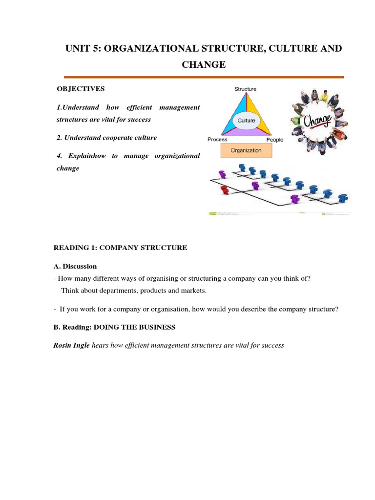 UNIT 5 Organizational Structure, Culture and Change | PDF ...