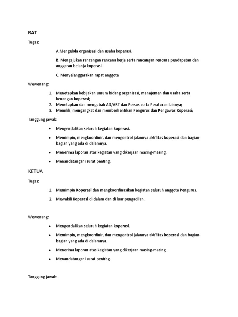 Tugas, Wewenang, Dan Tanggung Jawab | PDF