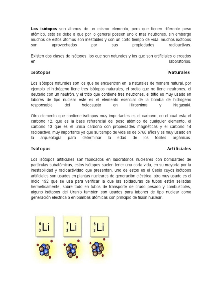 Isótopos Isóbaros E Isótonos Pdf Isótopo La Energía Nuclear