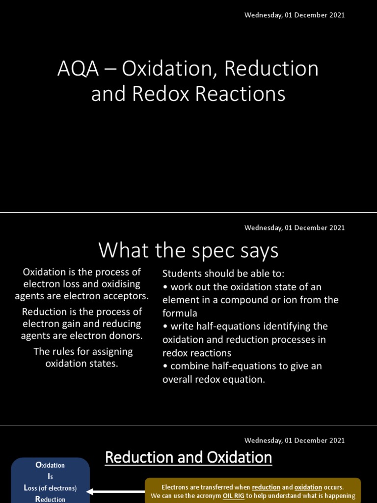 Redox Reactions: Oxidation & Reduction | PDF | Redox | Physical Chemistry