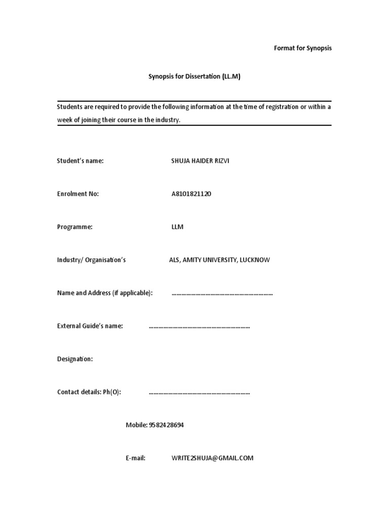 Synopsis For Dissertation | PDF | Constitutional Law | Crime & Violence