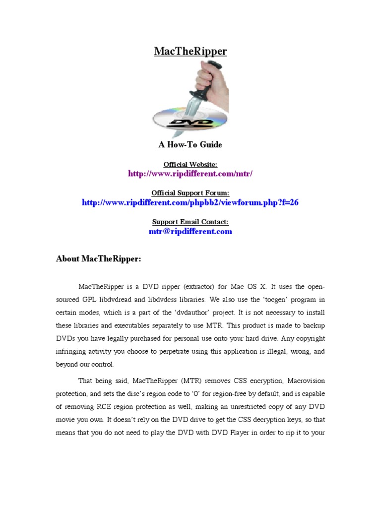 Mac The Ripper Manual | Download Free PDF | Dvd | Internet Forum