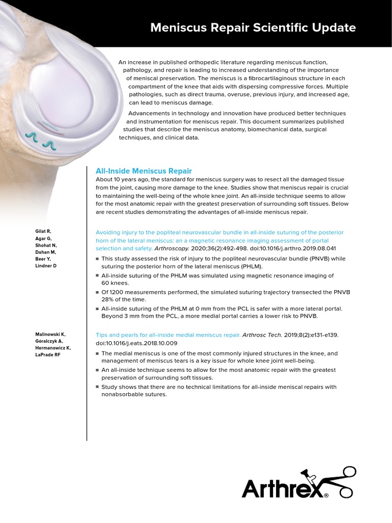 Meniscus Repair Scientific Update | PDF | Knee | Musculoskeletal System
