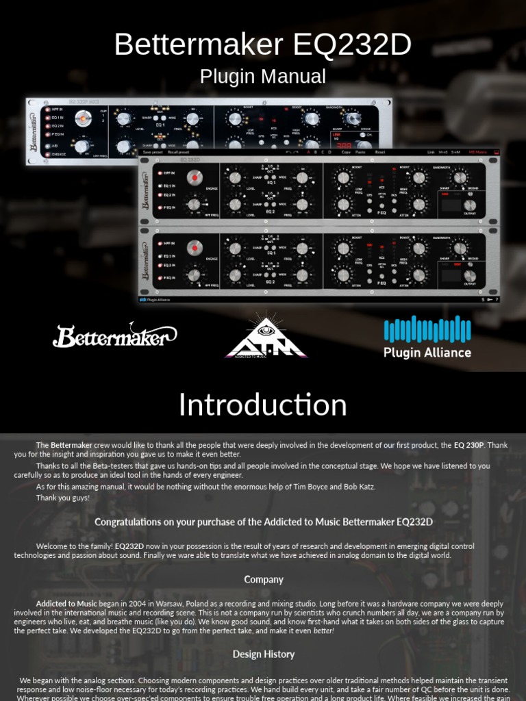 Bettermaker EQ232D Manual | Download Free PDF | Equalization (Audio) | Bandwidth (Signal Processing)