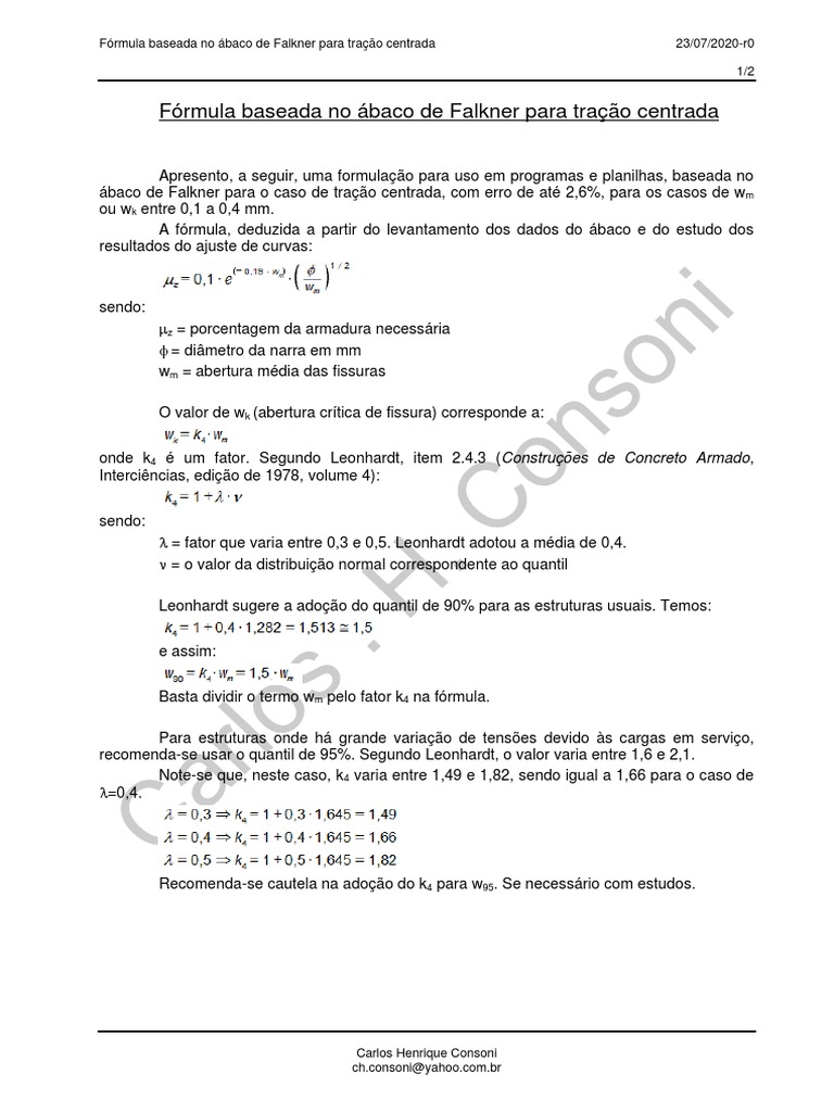 Formula Baseada No Abaco de Falkner para Tracao Centrada | PDF